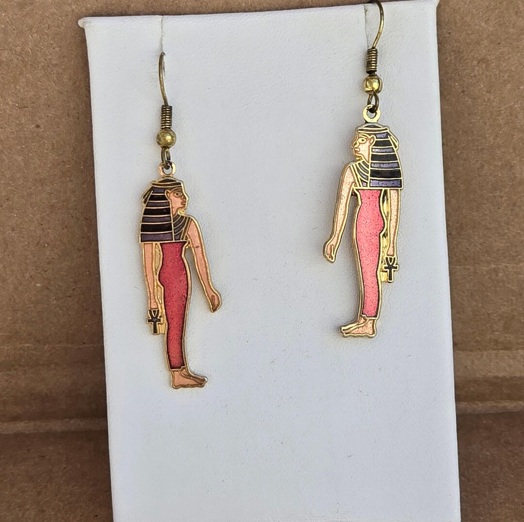 Vintage Egyptian/goddess/isis Themed Earrings-two Pairs - Etsy
