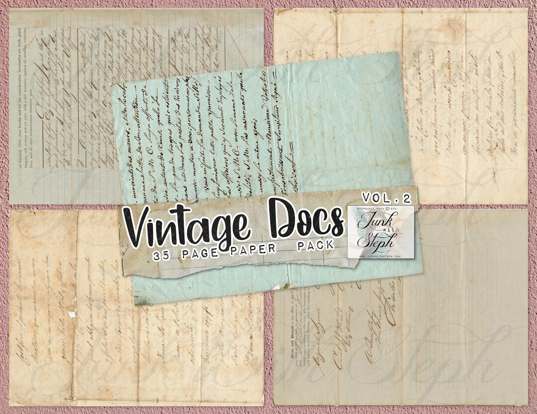 Vintage Docs- Volume 2 - 35 Page Paper Pack- Vintage Grunge Scanned ...