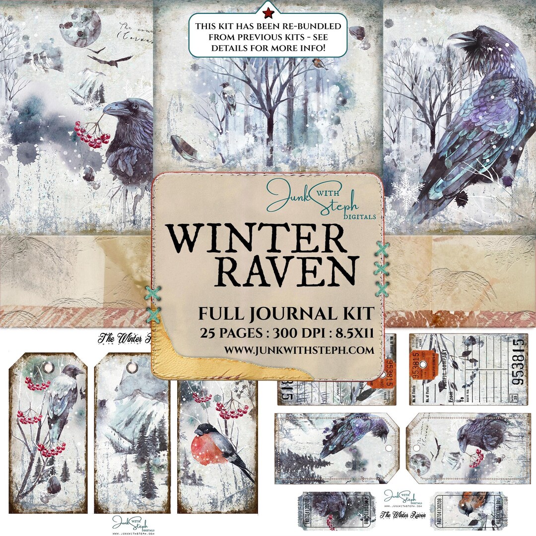 Winter Raven Junk Journal Kit: Christmas Ephemera (digital Download) - Etsy