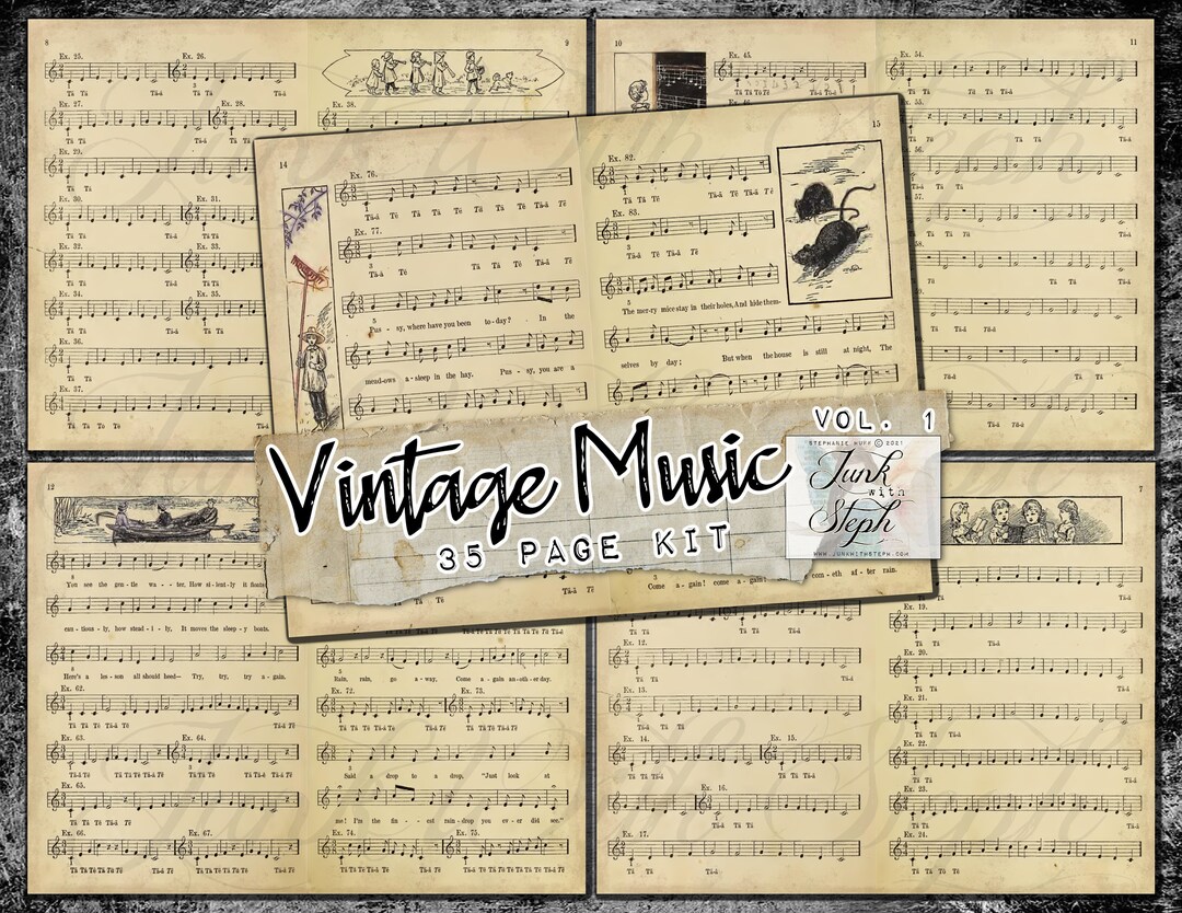 Vintage Music V.1 35 Pages Music Notes & Illustrations From 1897 Rare ...