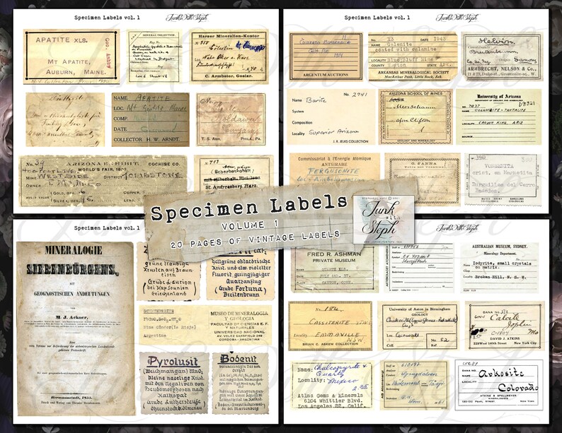 Specimen Labels Vol.1 With 20 Pages With Over 150 Seperate - Etsy