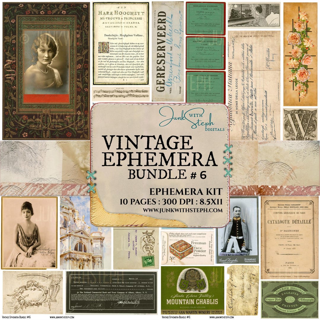 Vintage Ephemera Bundle: 60+ Pieces Bundle #6 for Junk Journals ...