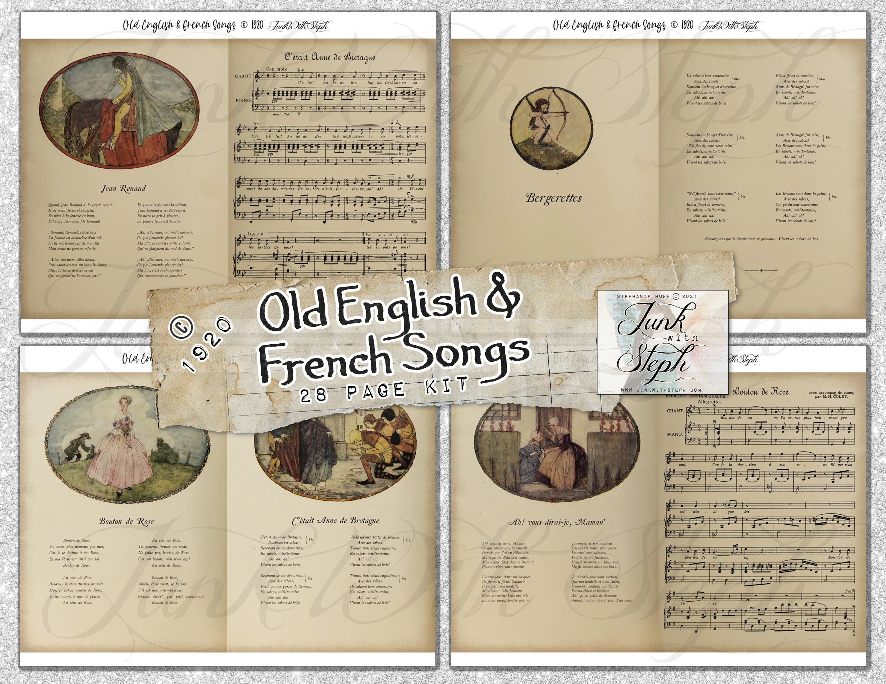 Old English French Songs 28 Pages Music Notes & - Etsy