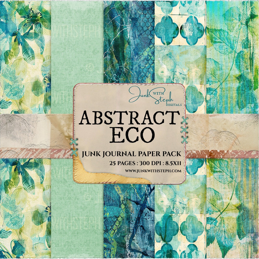 Abstract Eco 25 Page Journal Paper Pack Digital Printable Kit Instant ...