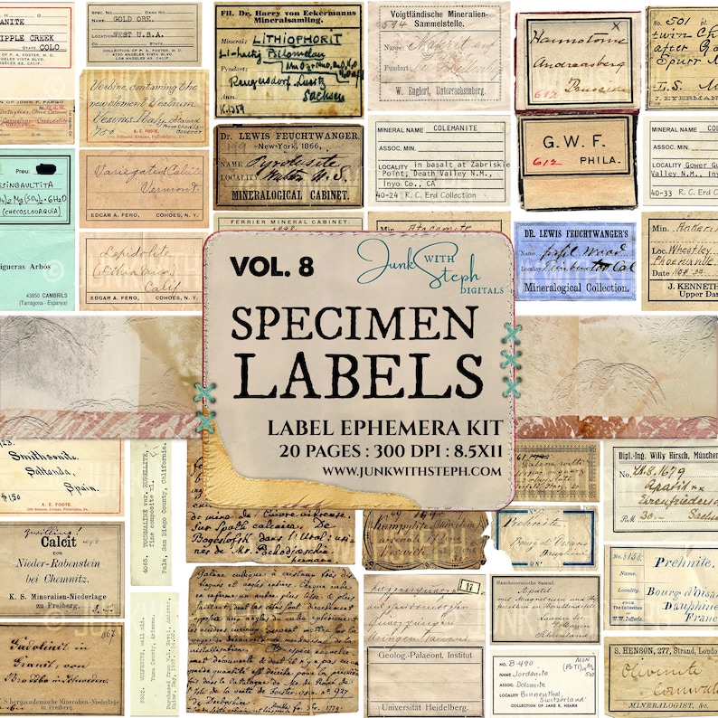 Specimen Labels - Vol. 8 With 20 Pages, Over 150 Separate GENUINE OLD ...