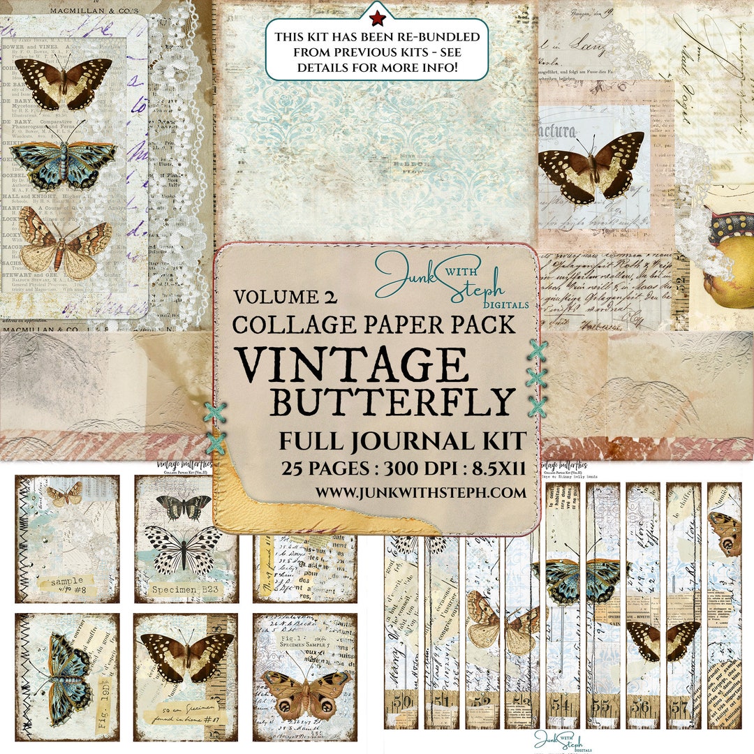 Collage Paper Pack: Vol 2 - FULL JOURNAL KIT - "vintage Butterfly ...