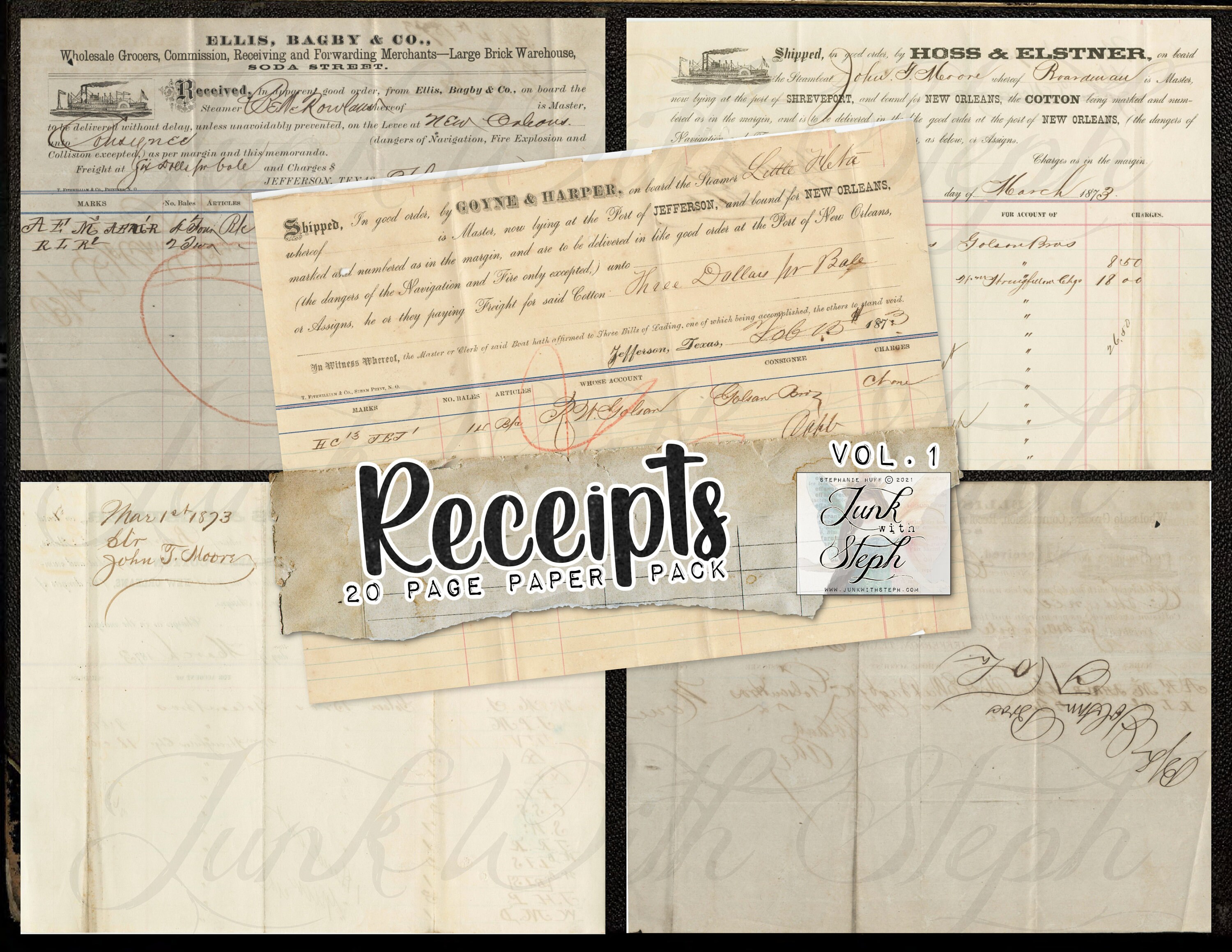 Receipts and Backs Vol. 1 20 Page Paper Pack Vintage - Etsy