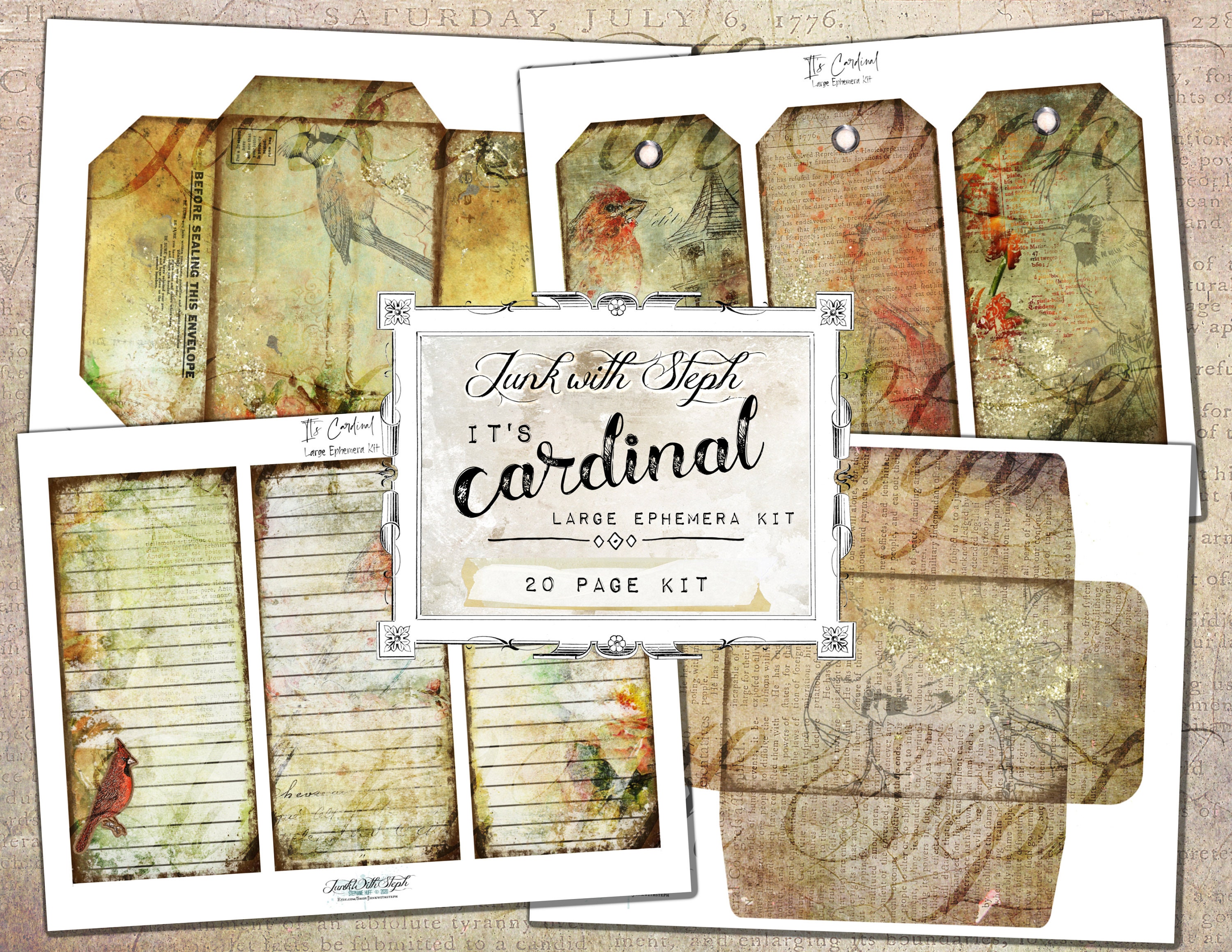 It's Cardinal: LARGE Ephemera Kit 20 Ephemera Pages - Etsy