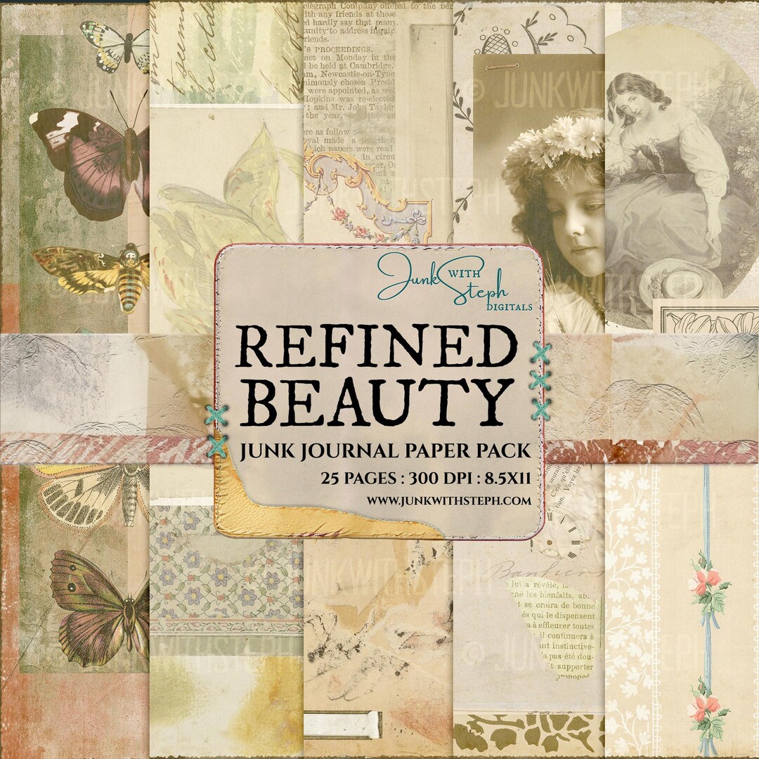 Refined Beauty - 25 Page Journal Paper Pack Digital Printable Kit ...