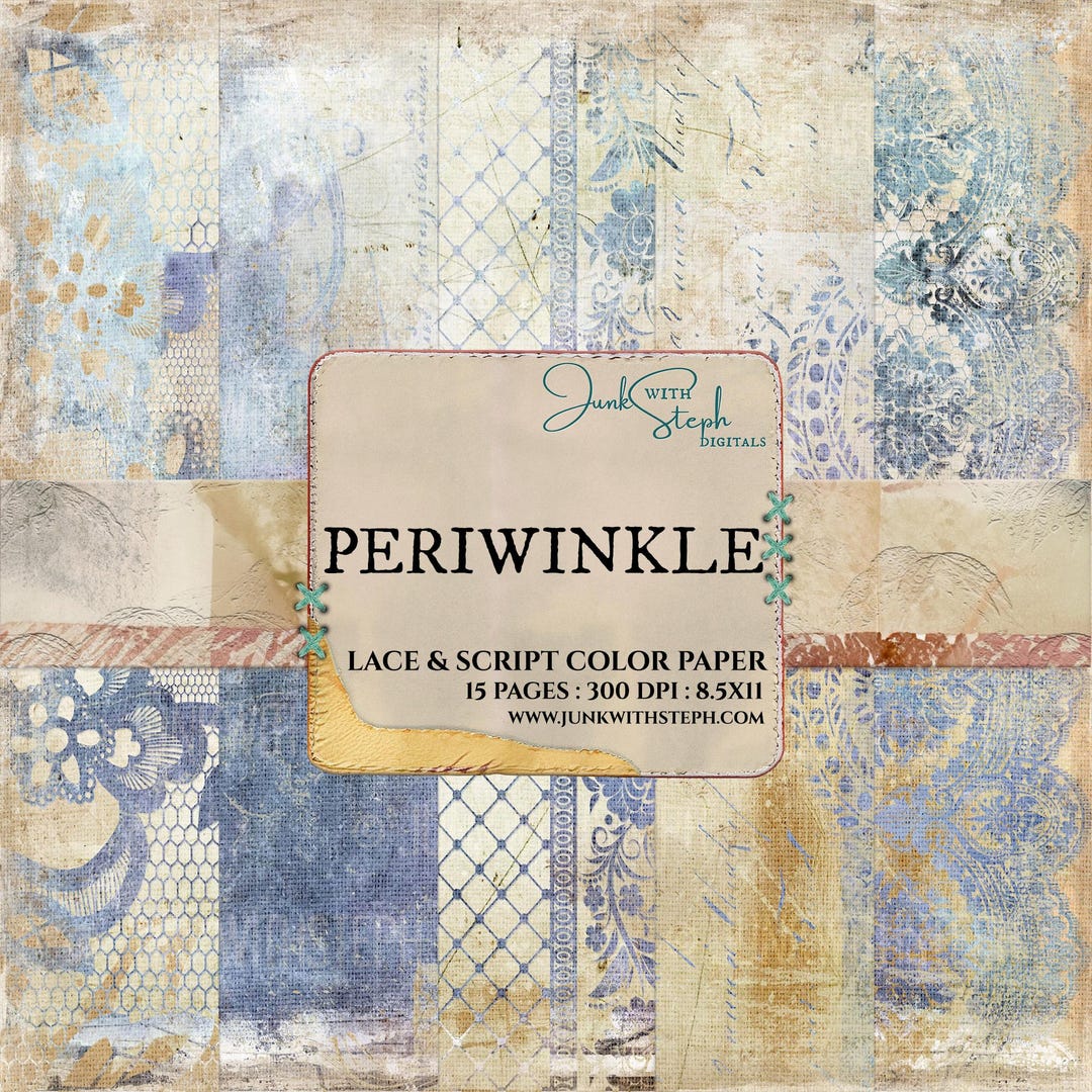 Periwinkle Lace Script Paper Pack: Textured Scrapbook Pages (digital ...