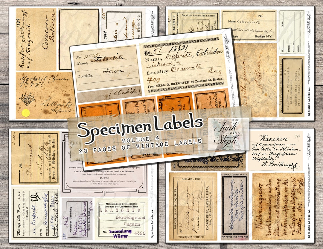 Specimen Labels Vol. 4 With 20 Pages, Over 150 Separate GENUINE OLD ...