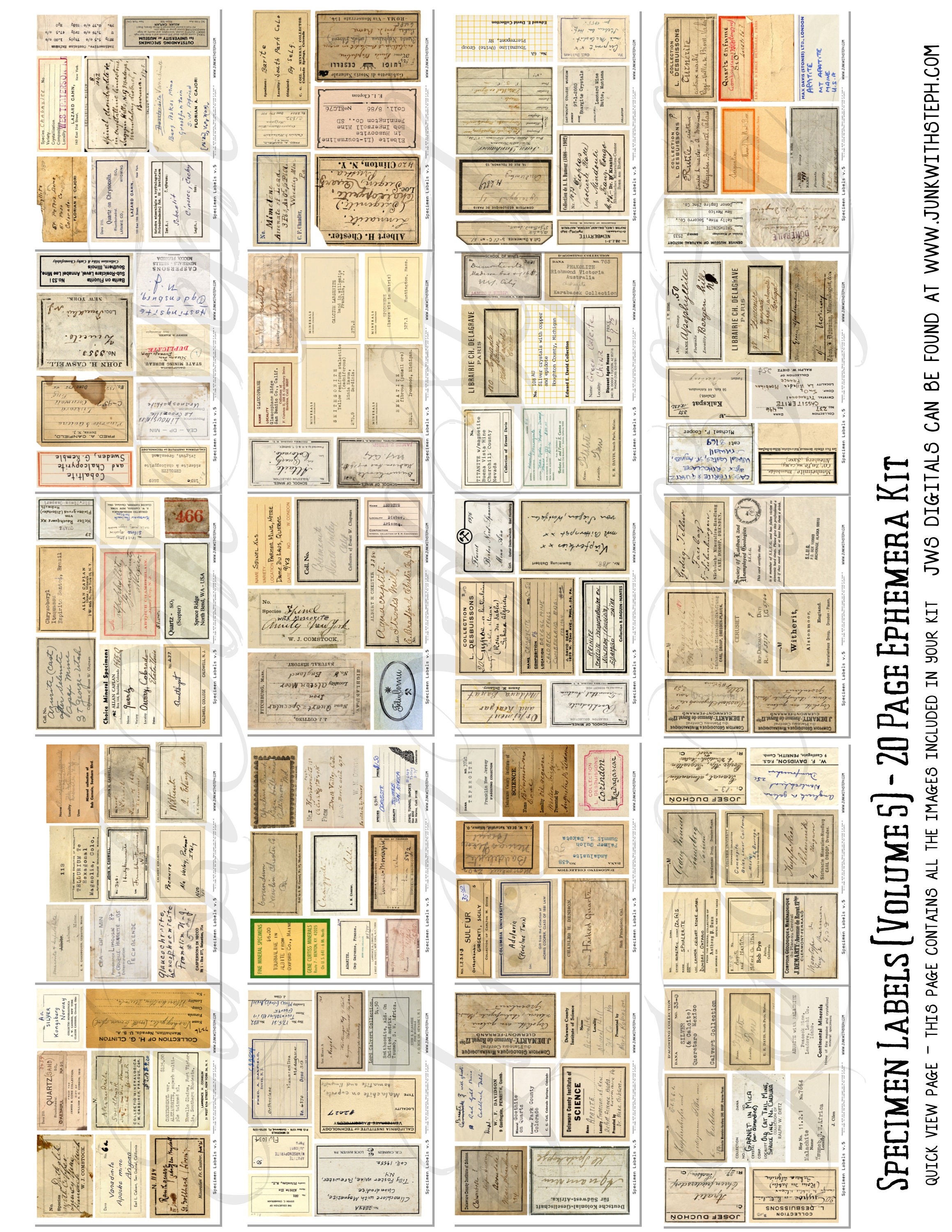 Specimen Labels Vol. 5 With 20 Pages Over 150 Separate - Etsy
