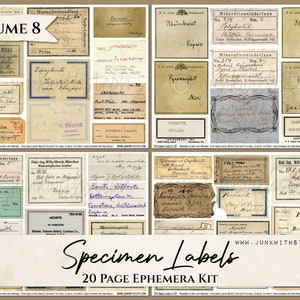 Specimen Labels Vol. 8 With 20 Pages, Over 150 Separate GENUINE OLD ...