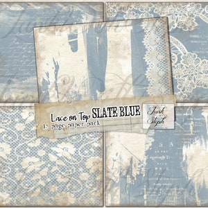 Slate Blue Lace on TOP, Paper Pack: 15 Page Color Textured Background ...