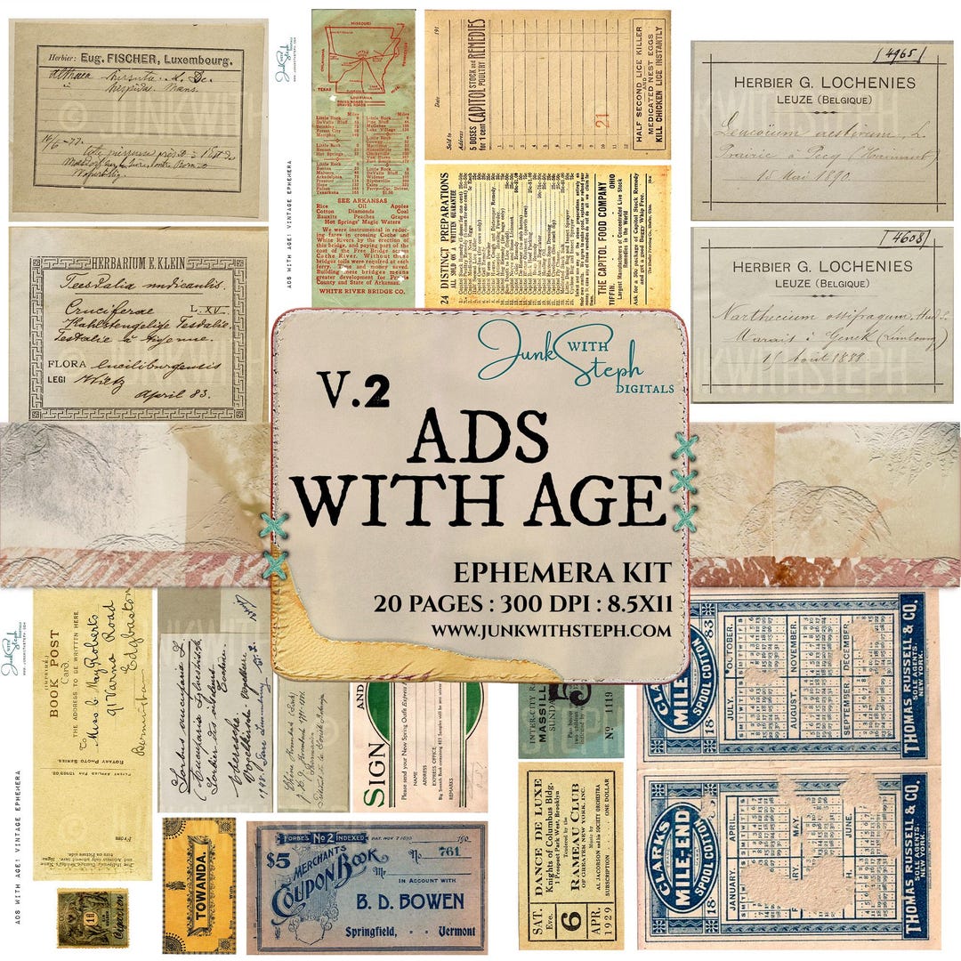 Vintage Ephemera Paper Pack: Ads With Age Vol. 2, Tickets, Tags ...