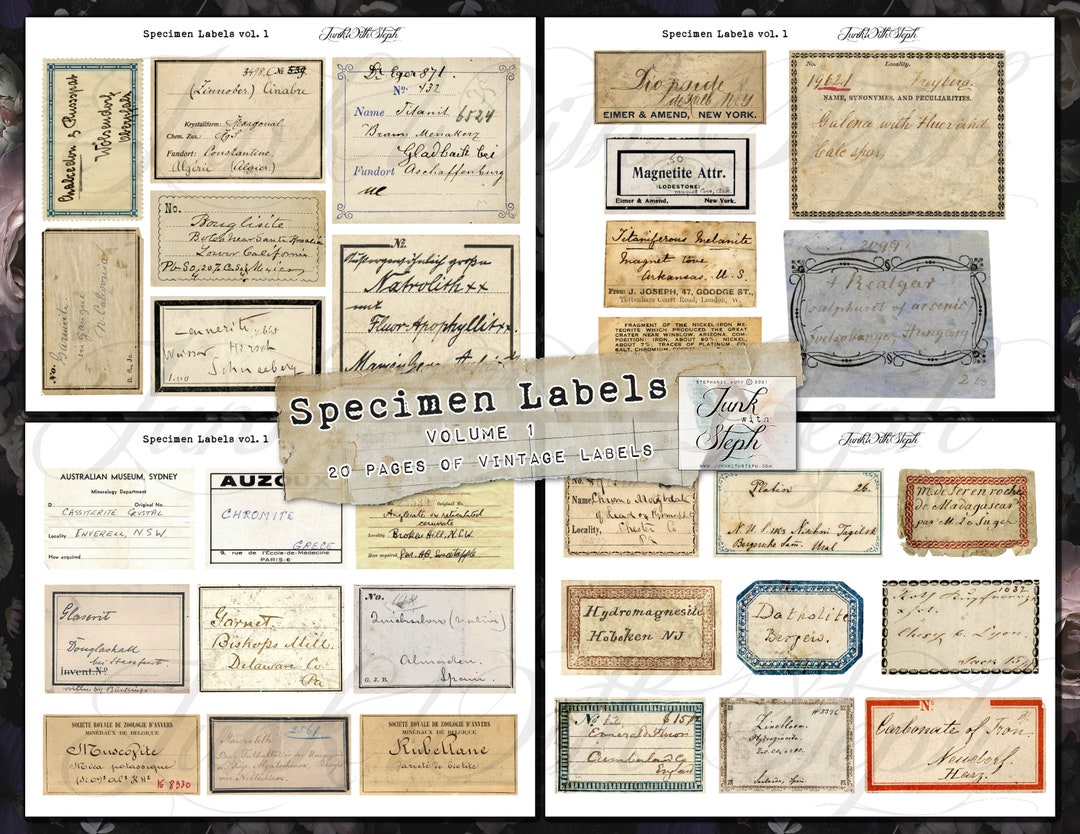 Specimen Labels Vol.1 With 20 Pages With Over 150 Seperate GENUINE OLD ...
