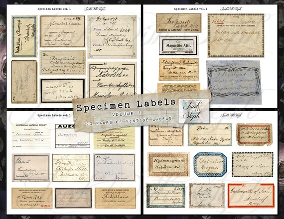 Specimen Labels Vol.1 With 20 Pages With Over 150 Seperate - Etsy