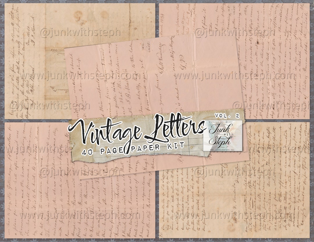 Vintage Letter Paper Pack: 1800s Ephemera, Grunge Textures (digital ...