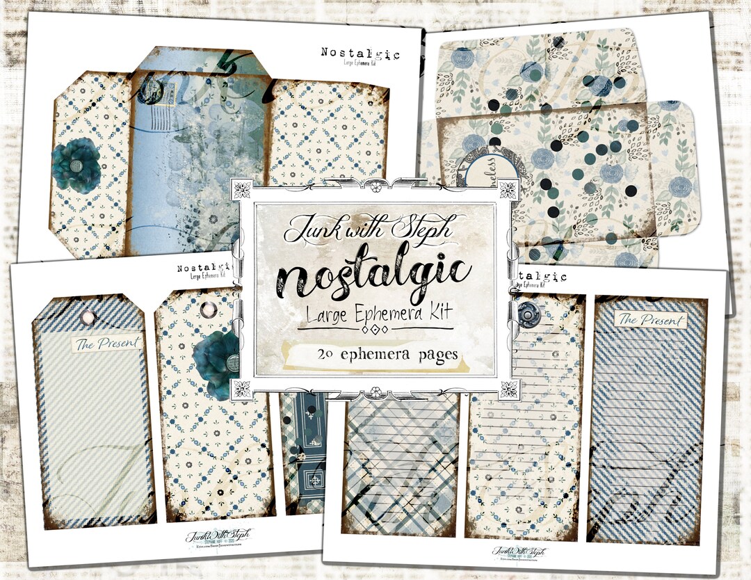 Nostalgic: LARGE Ephemera Kit 20 Ephemera Pages Remembrance, Memories ...