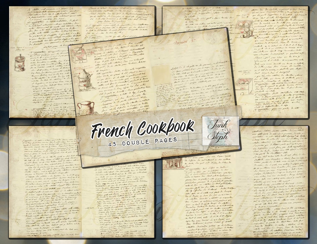 Vintage French Cookbook Pages: Junk Journal Ephemera (digital Download ...