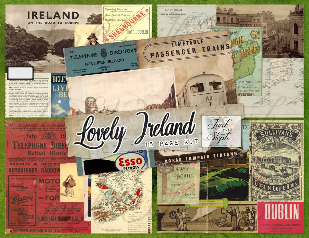 Ireland Junk Journal Kit: Dublin Ephemera Collage (digital Download) - Etsy