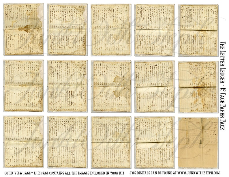 The Letter Ledger : 15 Pages of Beautifully Scanned Scripted - Etsy