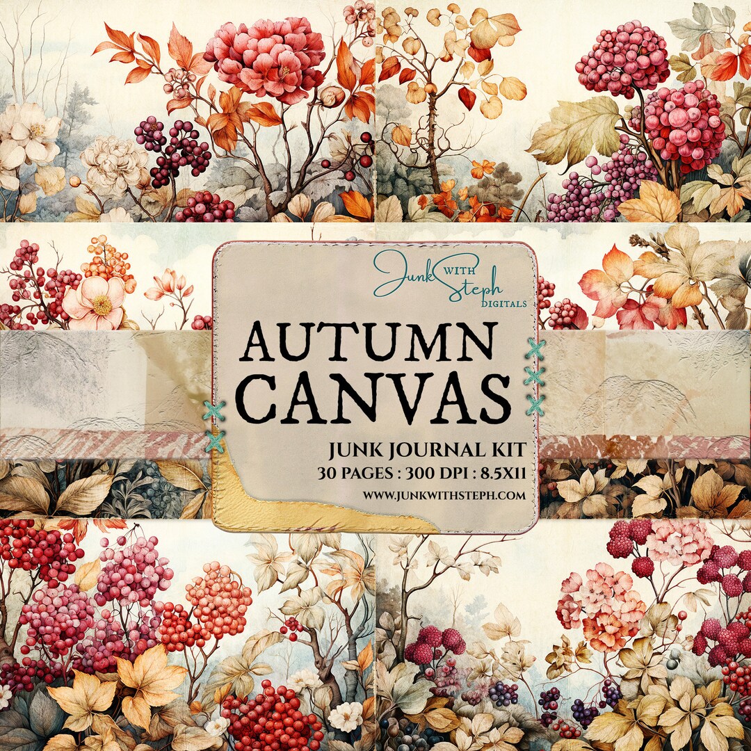 Autumn Canvas - 30 Page Digital Printable Kit Instant Download ...