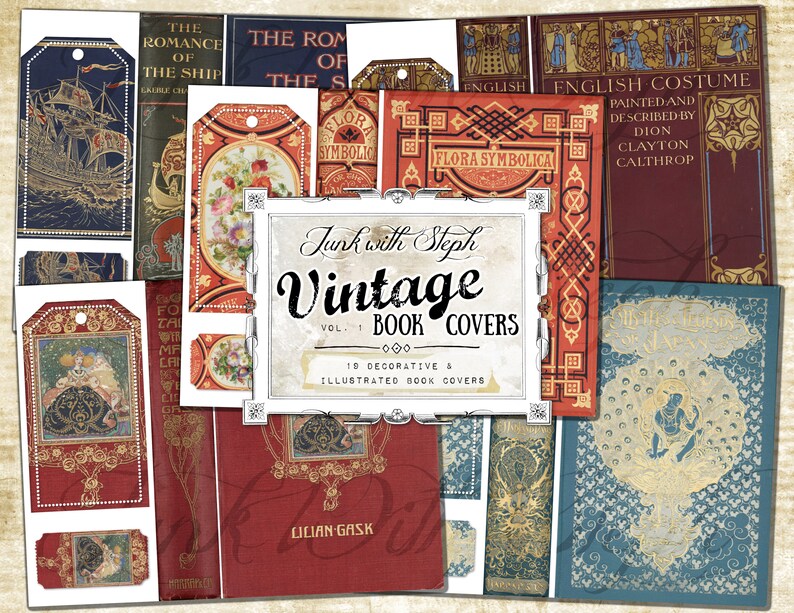 Vintage Book Covers Volume 1 19 pages of beautifully | Etsy