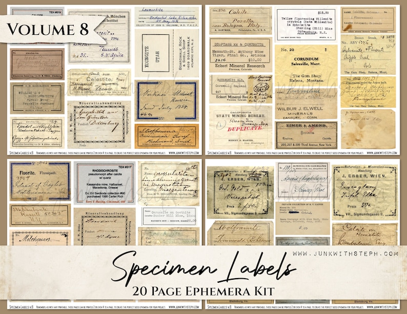 Specimen Labels Vol. 8 With 20 Pages Over 150 Separate - Etsy