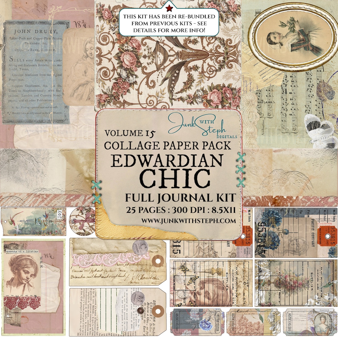Collage Paper Pack: Vol 15 - FULL JOURNAL KIT - "edwardian Chic ...