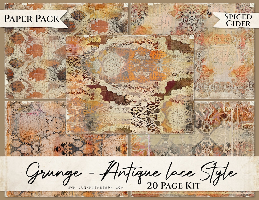 Grunge: Antique Lace Style Spiced Cider 20 Page Digital Printable Kit ...
