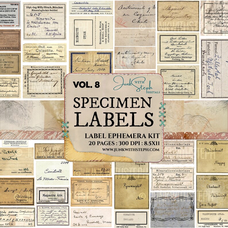 Specimen Labels - Vol. 8 With 20 Pages, Over 150 Separate GENUINE OLD ...