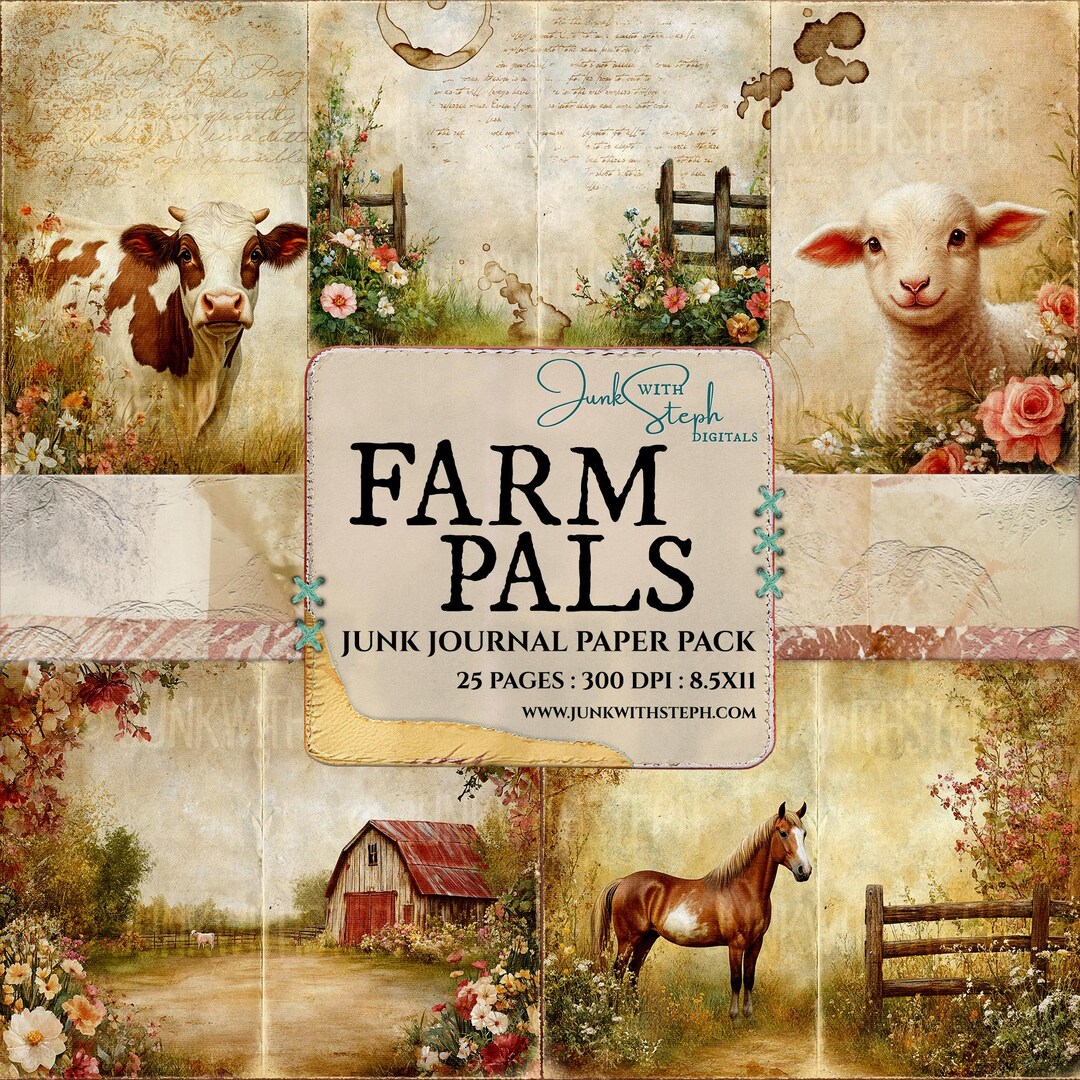 Farm Animal Journal Paper Pack: Printable Collage Sheets (digital ...