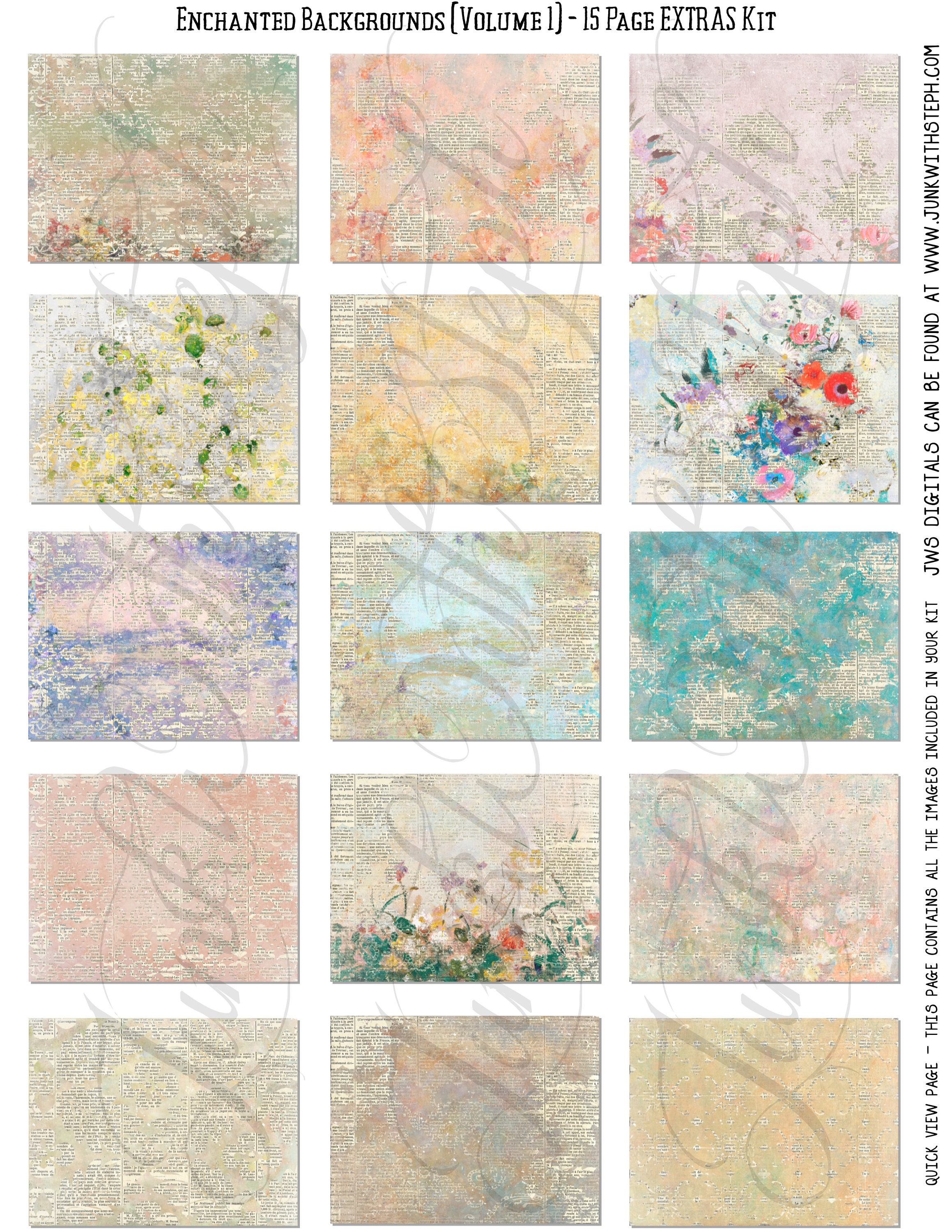 Enchanted Backgrounds V.1 15 Page EXTRA BG KIT Vibrant Mixed - Etsy