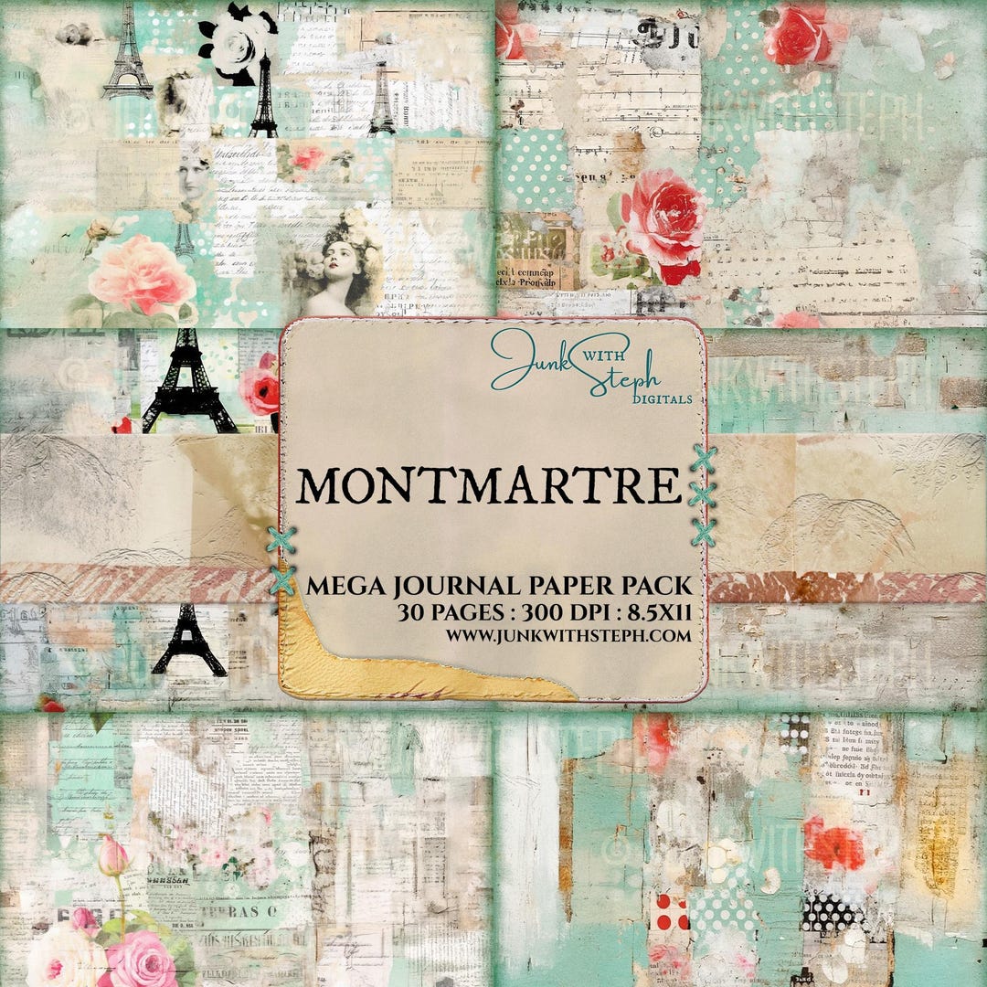 Montmartre - 30 Page MEGA Paper Pack - Shabby Chic Style Mixed Media ...