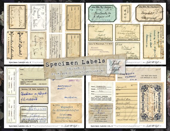 Specimen Labels Vol.2 With 20 Pages With Over 150 Seperate | Etsy