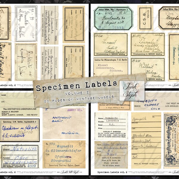 Mineral Specimen Labels - Etsy