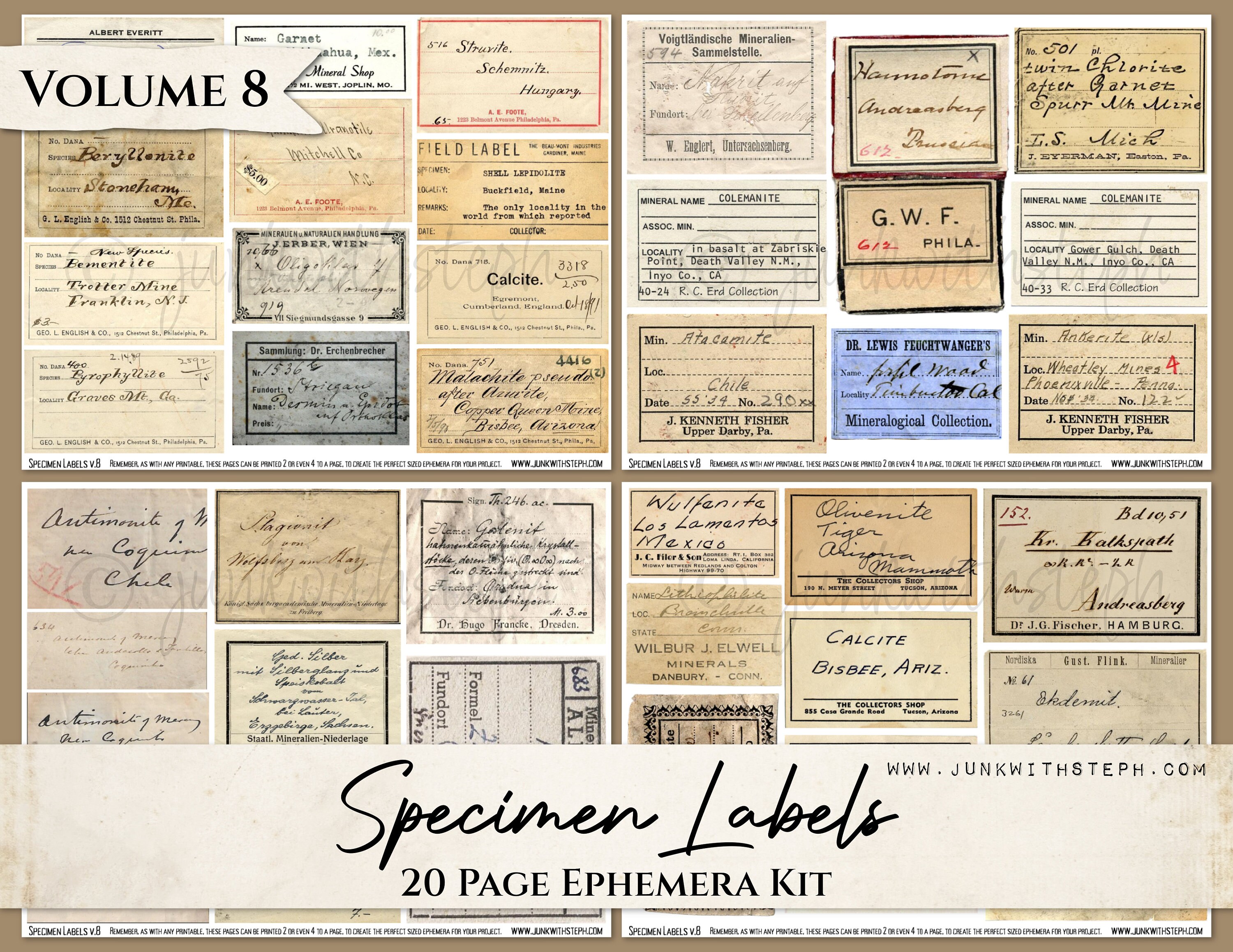 Specimen Labels Vol. 8 With 20 Pages Over 150 Separate - Etsy