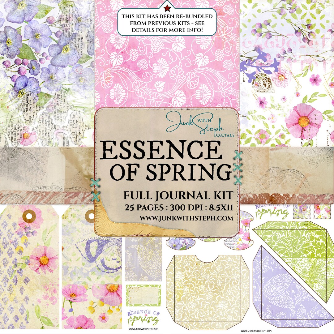 Essence of Spring Journal Kit: Watercolor Collage Papers (digital ...