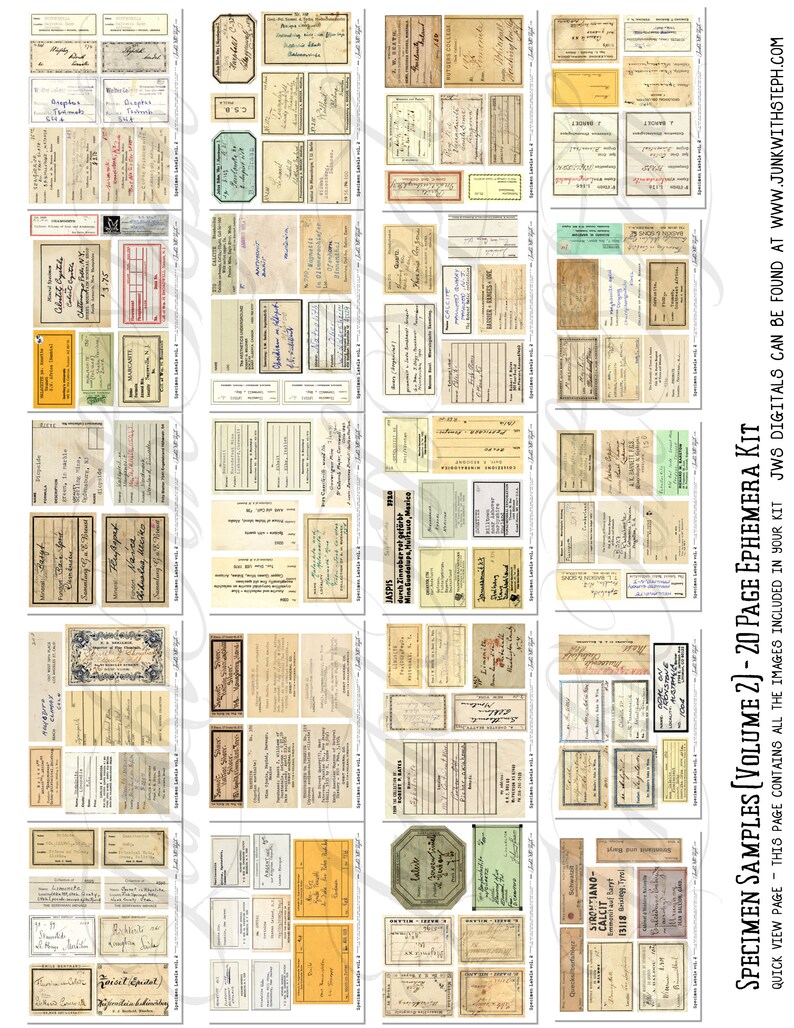 Specimen Labels Vol.2 With 20 Pages With Over 150 Seperate | Etsy
