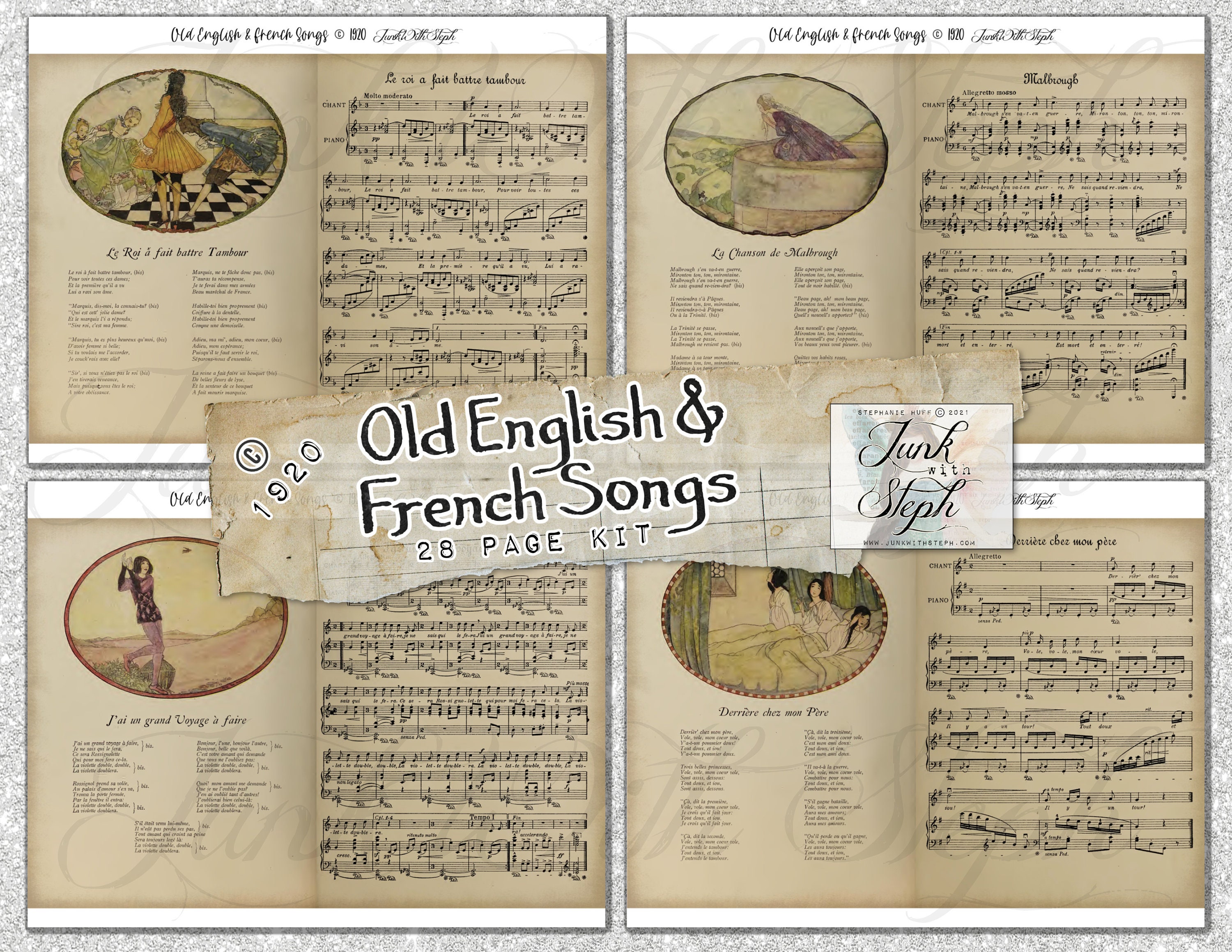Old English French Songs 28 Pages Music Notes & - Etsy