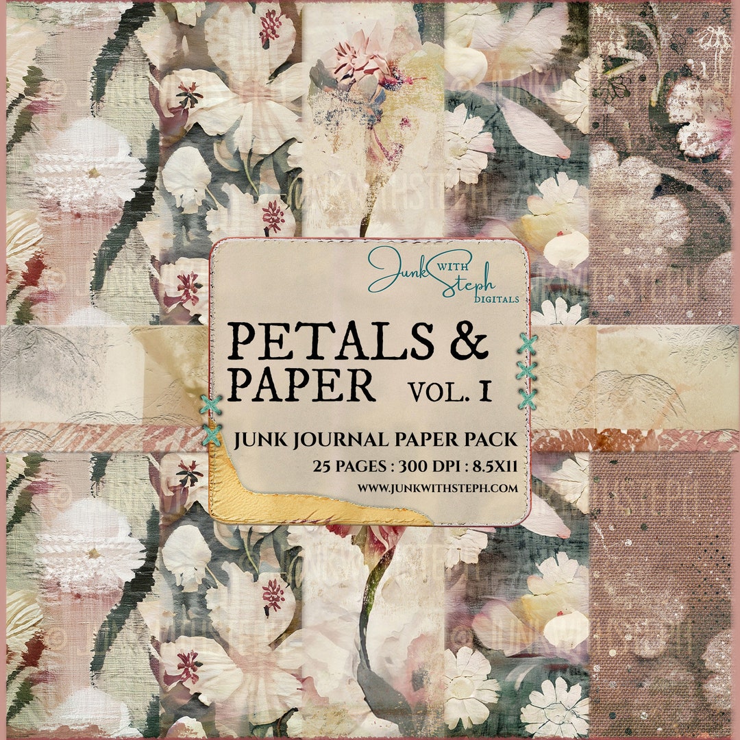 Floral Embossed Junk Journal Paper: Fabric Texture (digital Printable ...