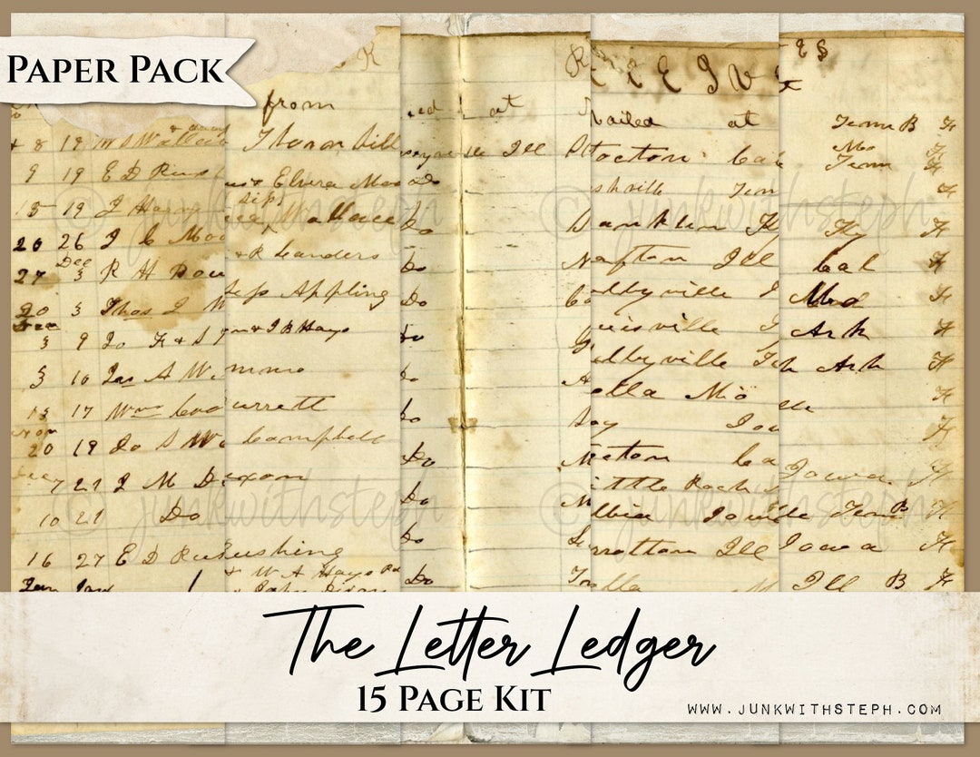 The Letter Ledger : 15 Pages of Beautifully Scanned Scripted Ledger ...