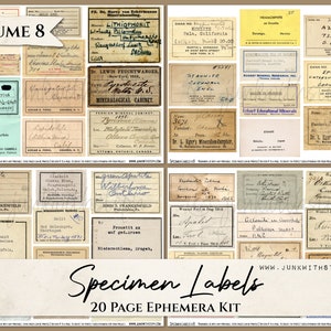 Specimen Labels Vol. 8 With 20 Pages, Over 150 Separate GENUINE OLD ...