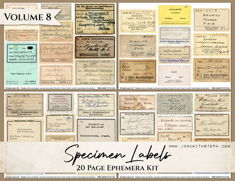 Specimen Labels Vol. 8 With 20 Pages Over 150 Separate - Etsy