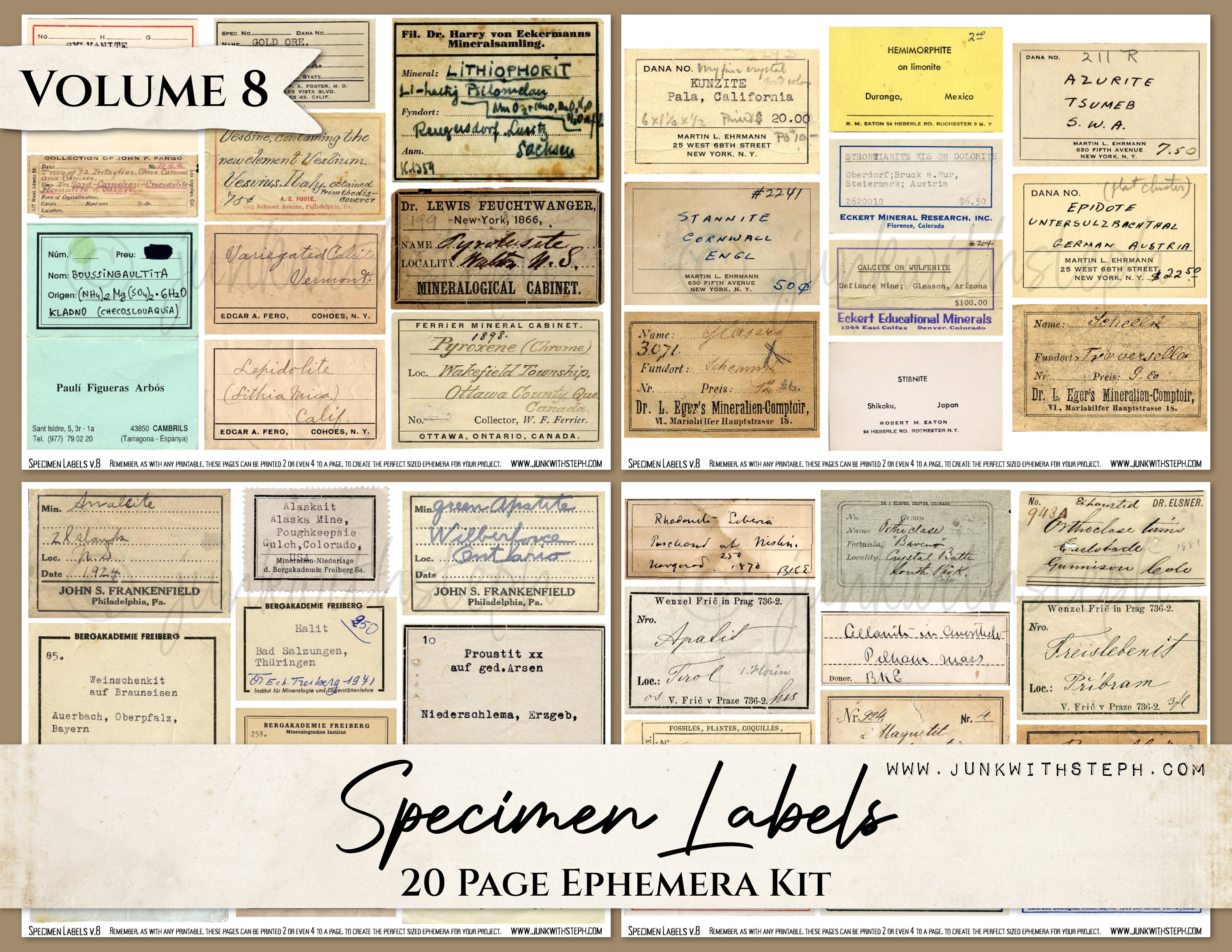 Specimen Labels Vol. 8 With 20 Pages Over 150 Separate - Etsy