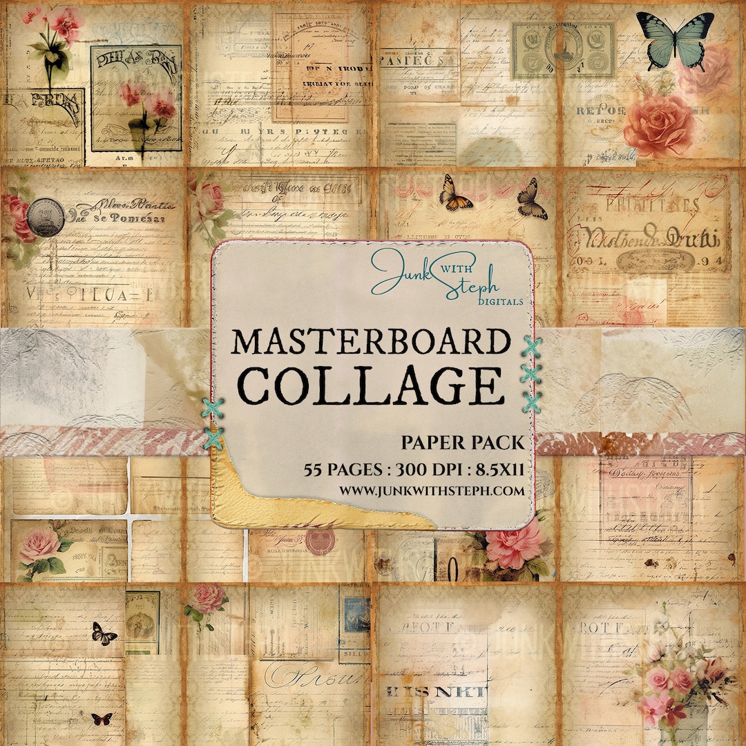 Shabby Chic Masterboard Collage Paper: Junk Journal Ephemera (digital ...
