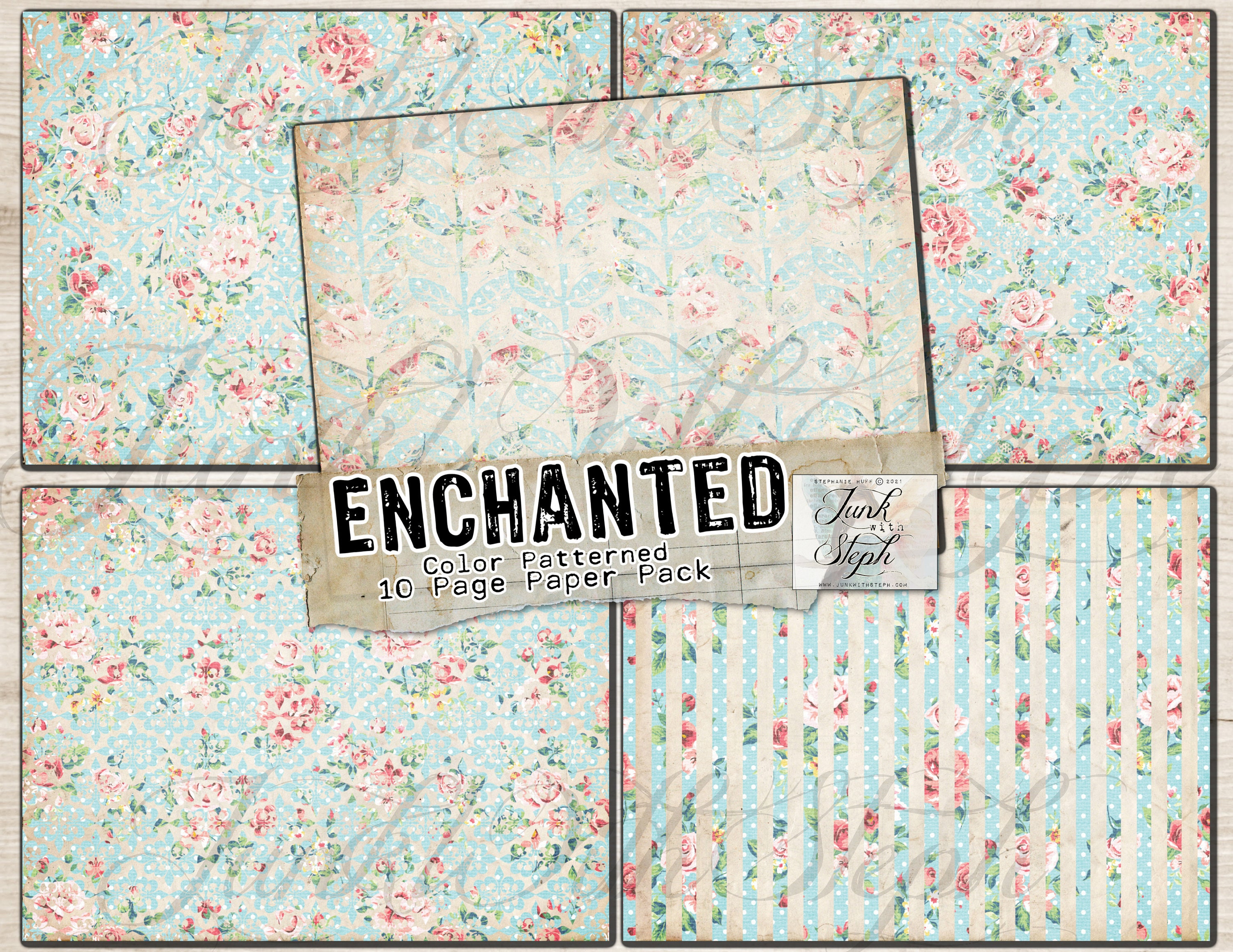 Enchanted Color Patterned Paper Pack: 10 Page Damask - Etsy