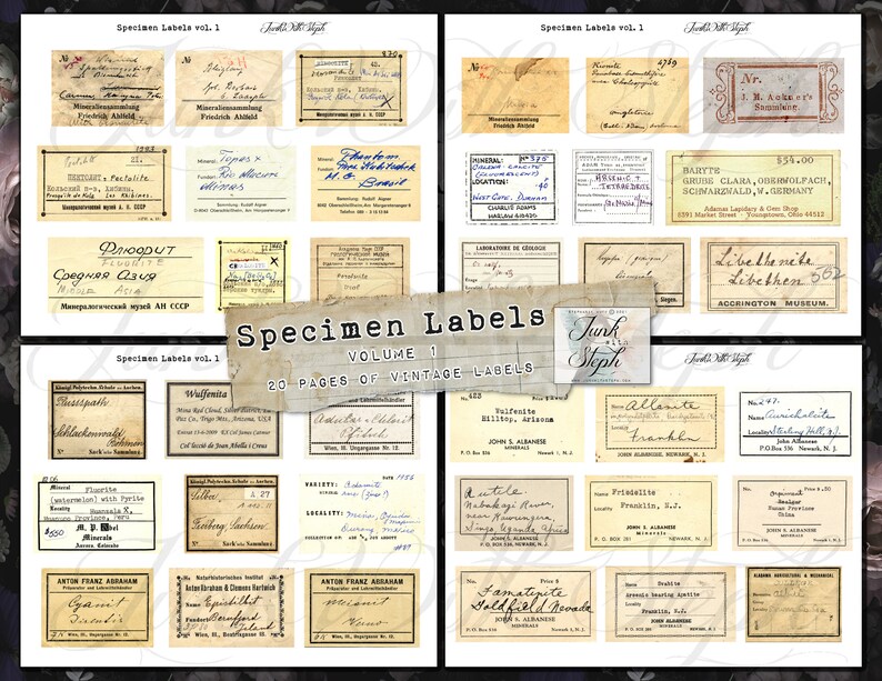 Specimen Labels Vol.1 With 20 Pages With Over 150 Seperate - Etsy