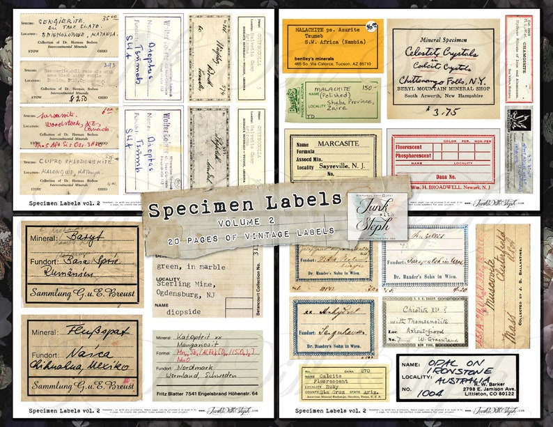Specimen Labels Vol.2 With 20 Pages With Over 150 Seperate | Etsy